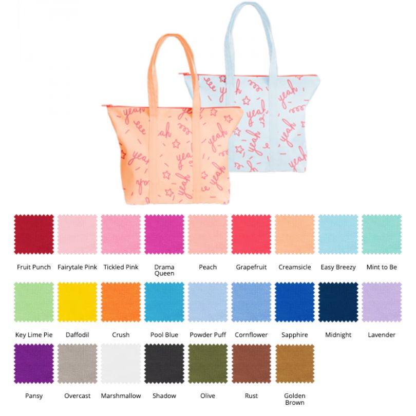 Large Colored Cotton Zipper Tote | Custom Made in USA Bags | Bulletin Bag